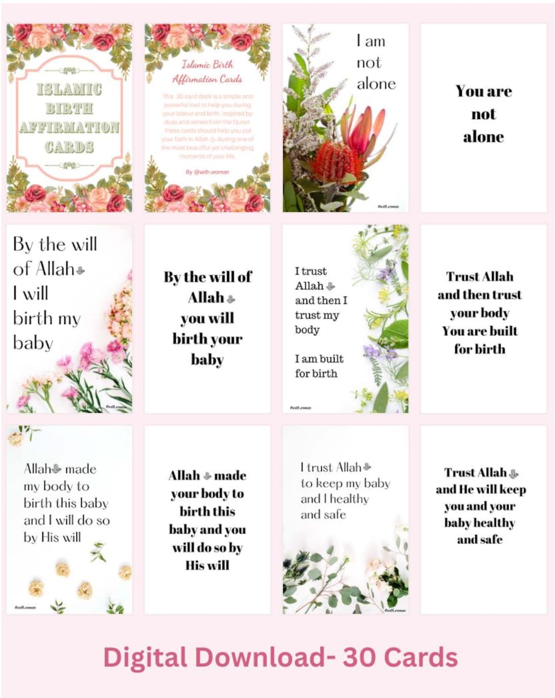 Digital Islamic Birth Affirmation Cards - Spiritual Support for ...