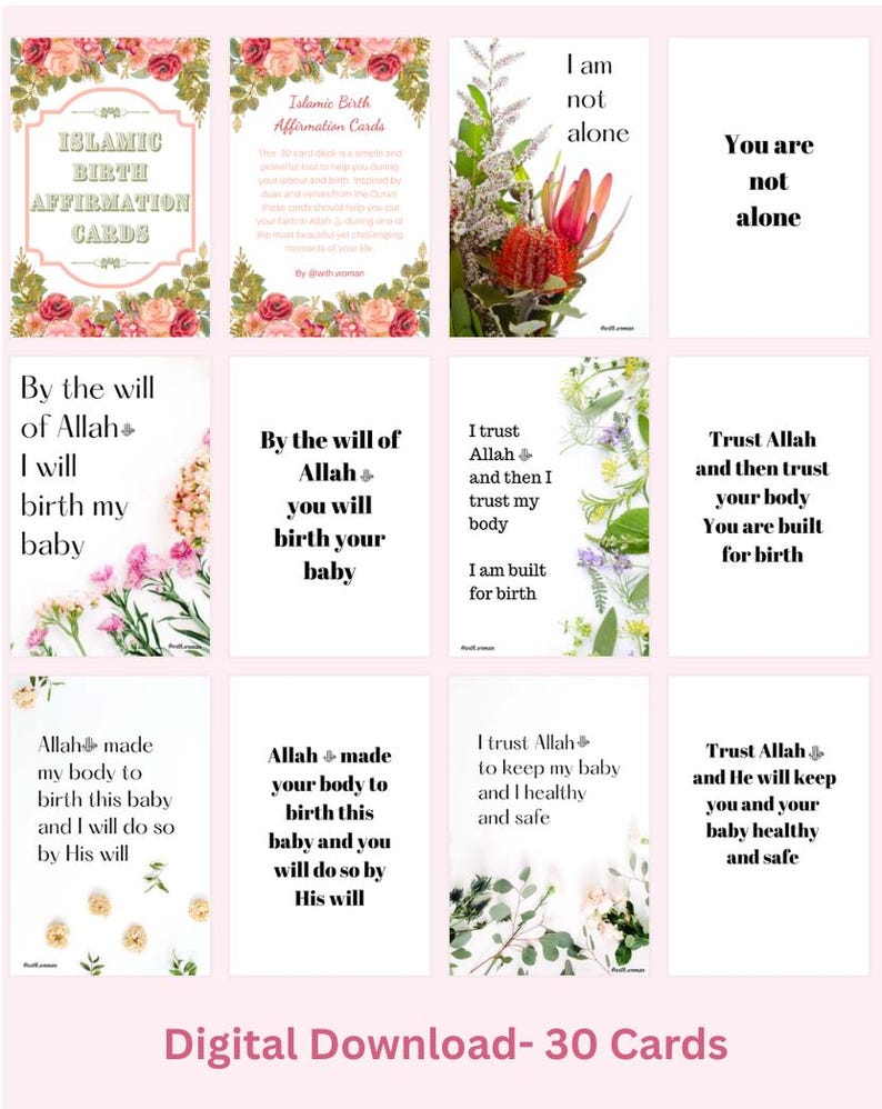 Digital Islamic Birth Affirmation Cards - Spiritual Support for ...
