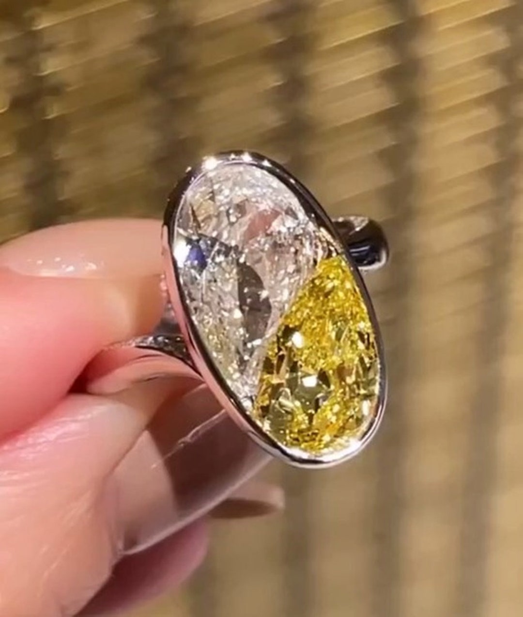 Toi Et Moi Engagement Ring, Canary Yellow Pear Diamond Ring, Bezel Set ...