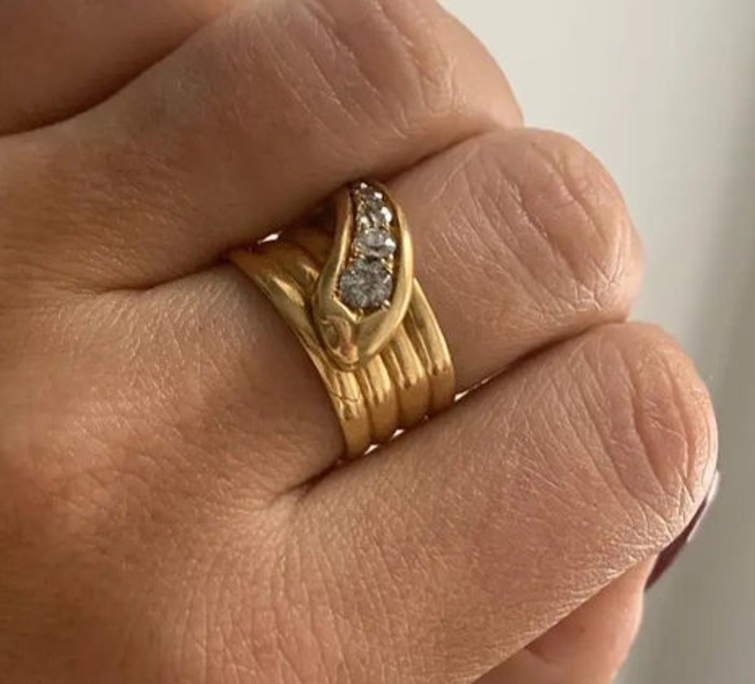 Spiral Wedding Ring, Snack Style Ring, Four Row Band Ring, Round Shape ...