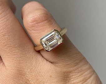 Baguette Ring, Rectangle Ring, Bezel Set Ring, Bezel Set Engagement ...