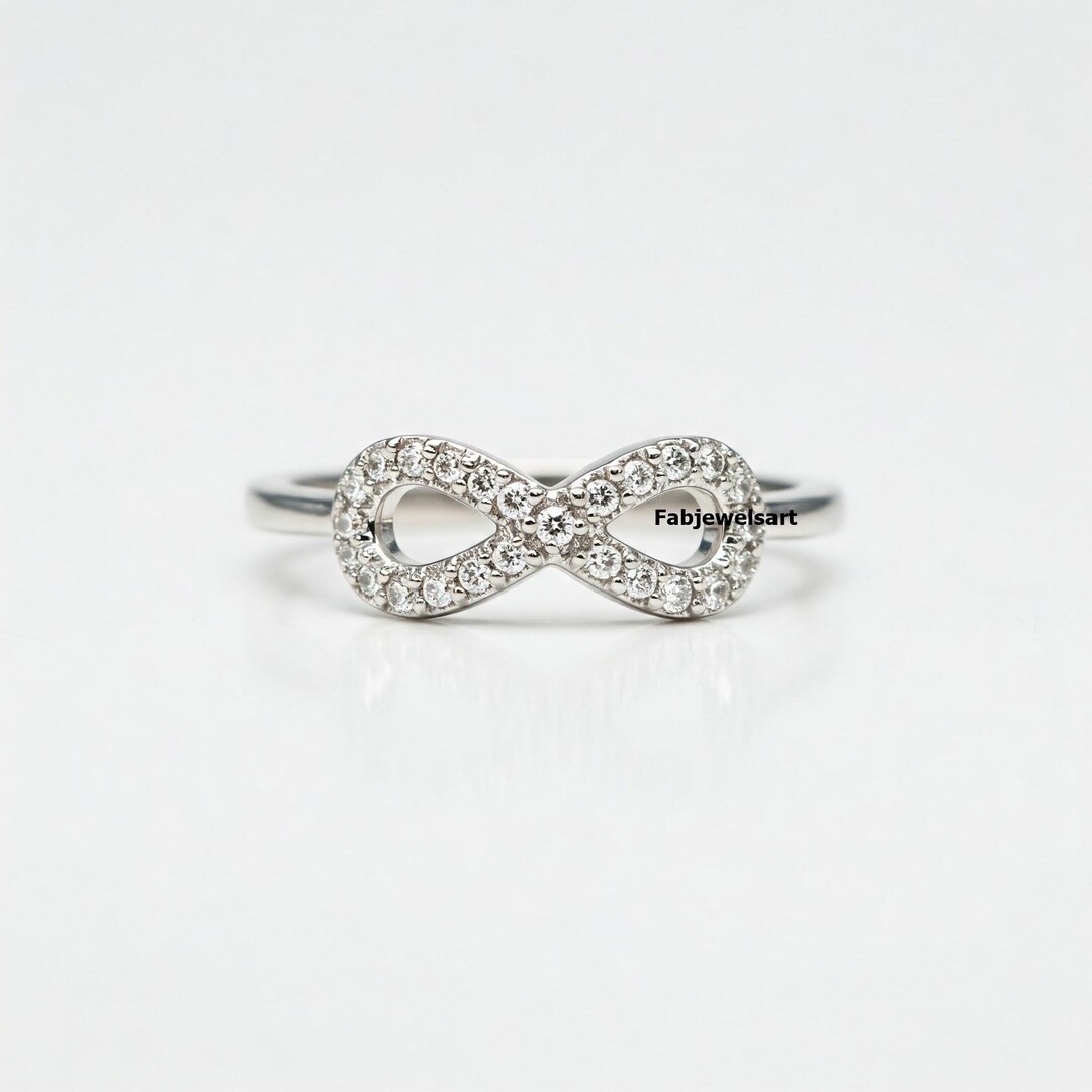Infinity Symbol Wedding Ring, Round Shape Moissanite Ring, Dainty ...