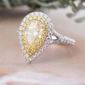 Canary Yellow Ring, Canary Yellow Pear Cut Diamond Engagement Ring ...