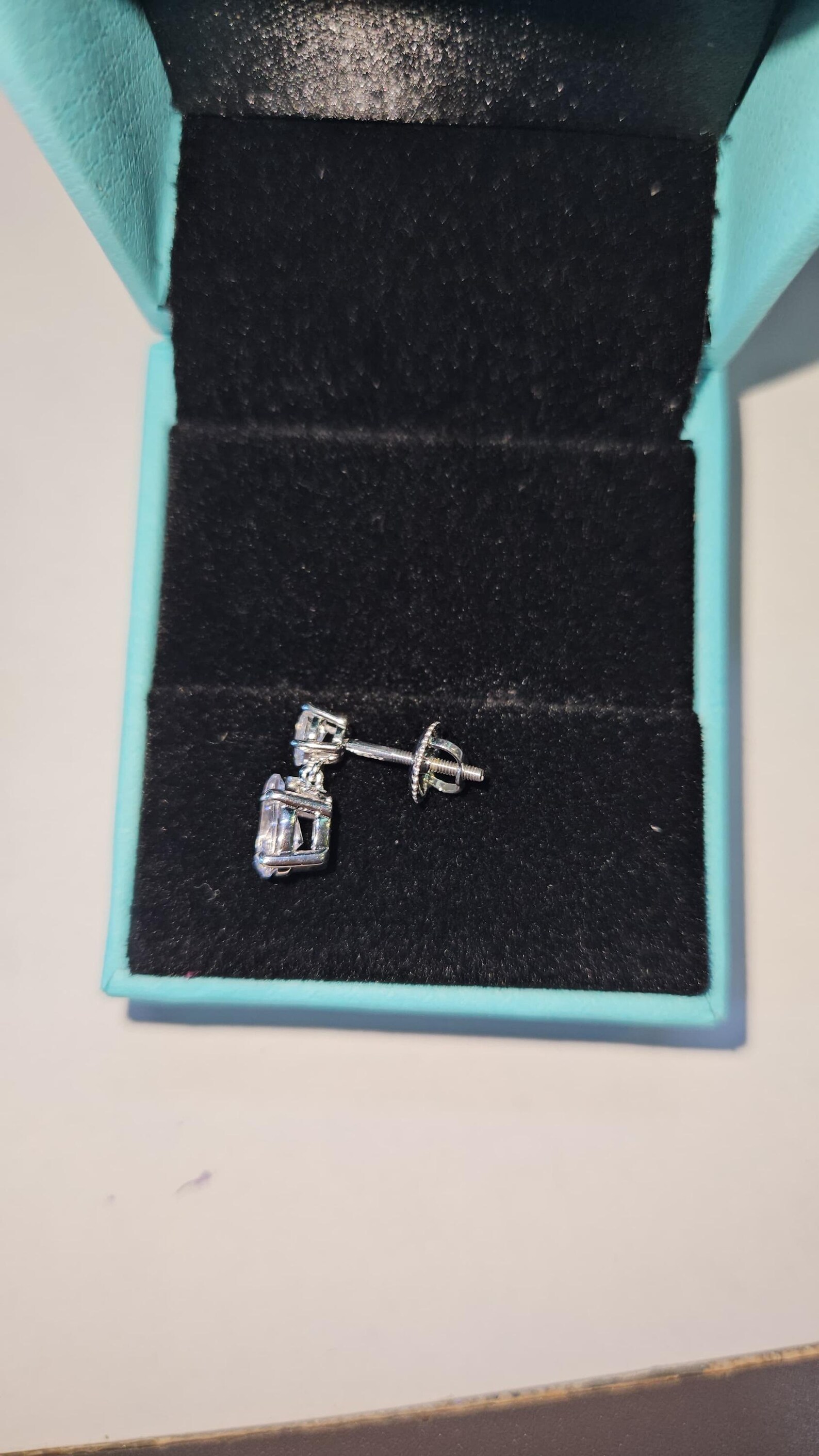 Two Stone Engagement Earring, Pear Shape Diamond Earring, Drop Dangle ...