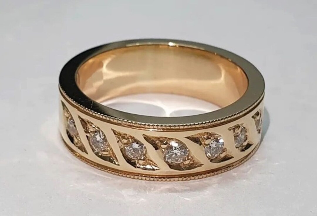 Half Eternity Wedding Band, Flush Band, Round Shape Moissanite ...