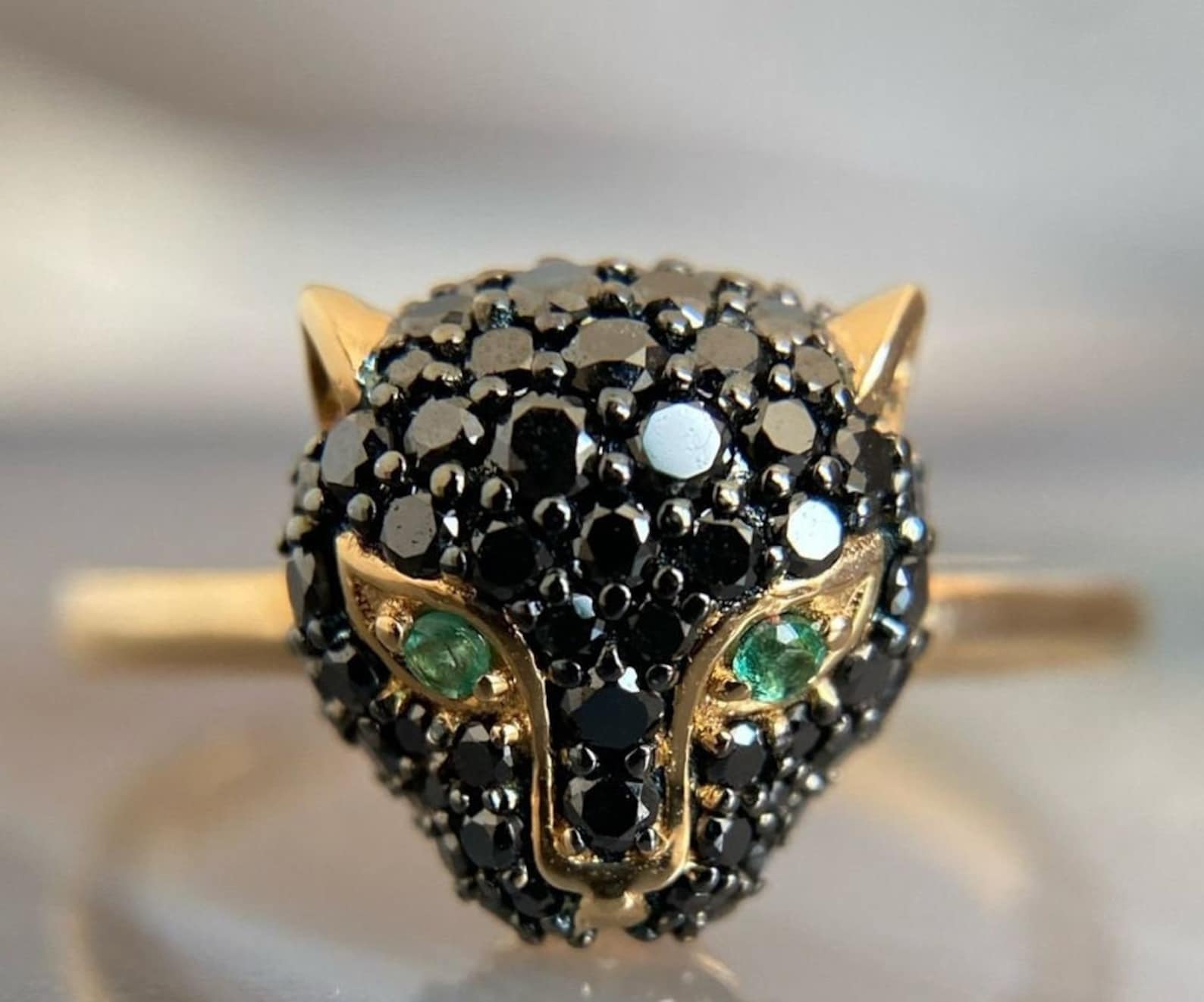 Jaguar Wedding Ring, Animal Lover Engagement Ring, Bezel Set Ring ...