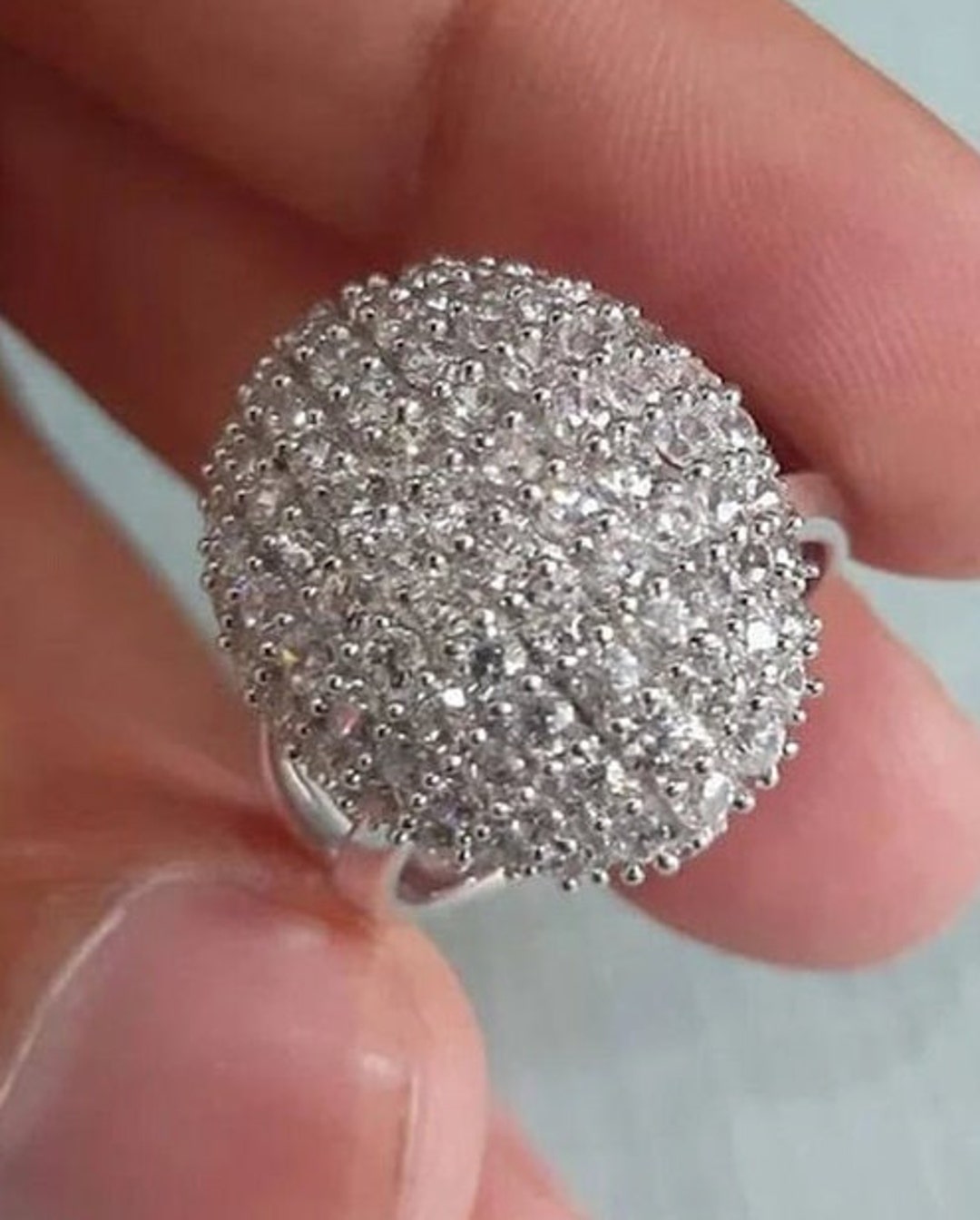 Bella Ring, Vintage Dome Style Ring, Round Cut Moissanite Engagement ...