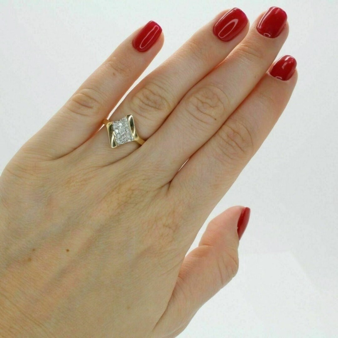 Swirl Bypass Engagement Ring, Cluster Diamond Ring, Round Shape Wedding ...