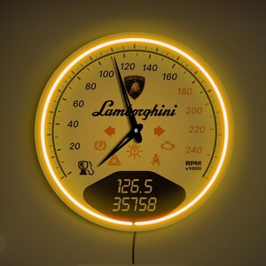 Lamborghini Neon Clock, Lamborghini Wall Clock, Speedometer Wall Clock ...