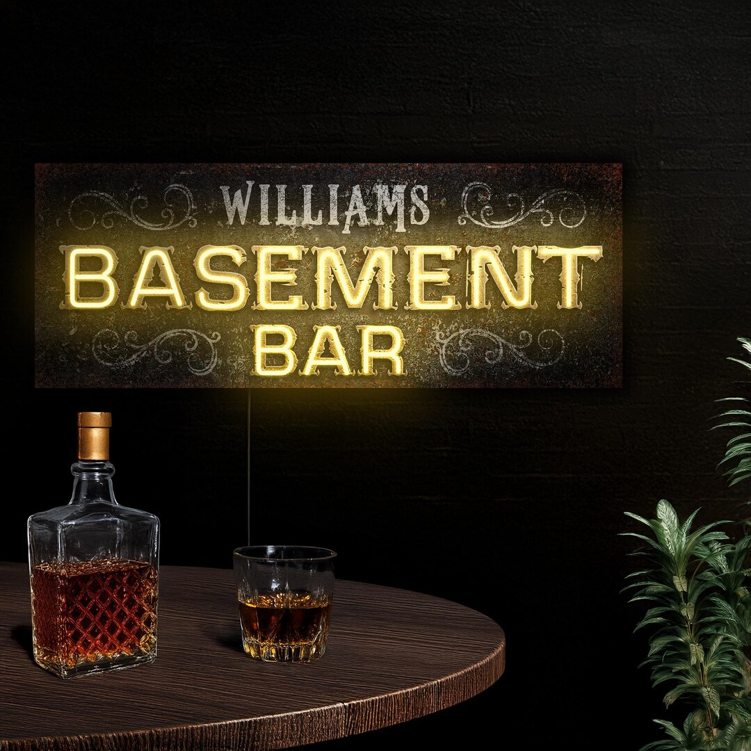 Custom Basement Bar Neon Sign, Personalized Bar Led Sign, Bar Sign ...