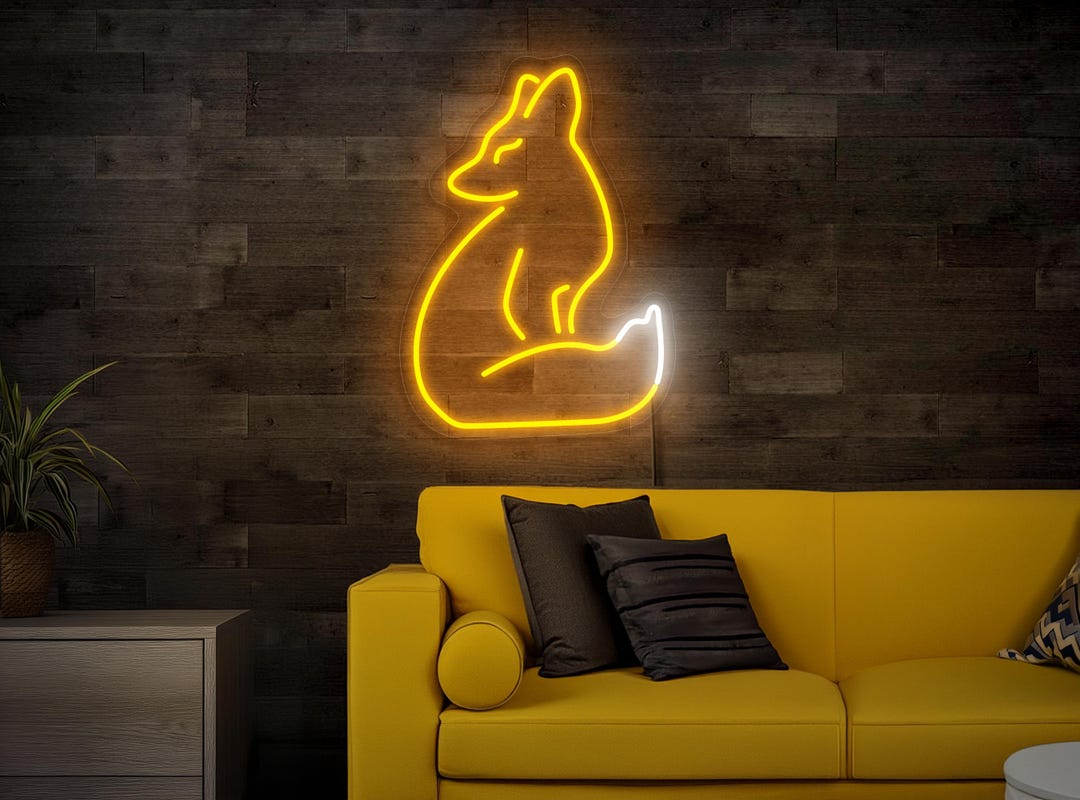 Fox Neon Sign, Fox Led Sign, Fox Light Sign, Orange Neon Sign, Animal ...