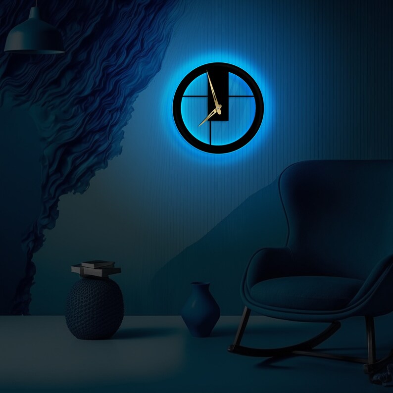 Nordic Wall Clock Neon Wall Clock Led Wall Clock Minimalist - Etsy