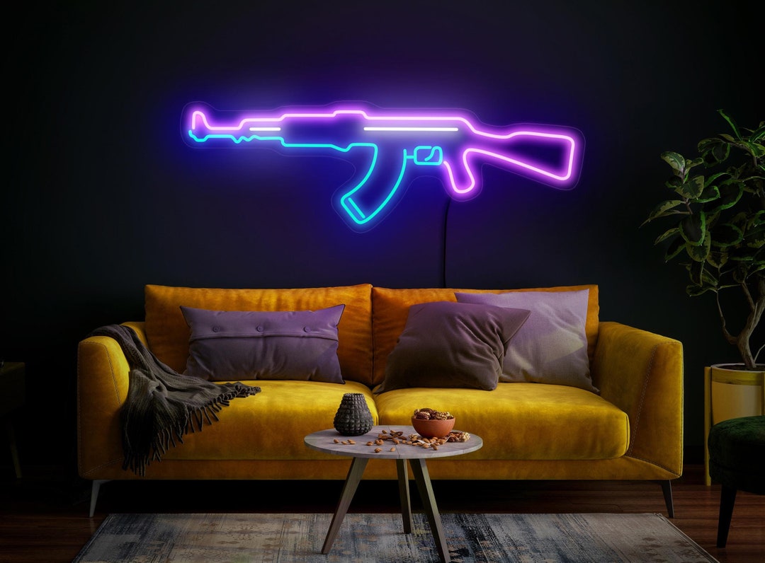 AK47 Neon Sign, Gun Neon Sign, AK47 Led Sign, Rifle Neon Sign, AK47 ...