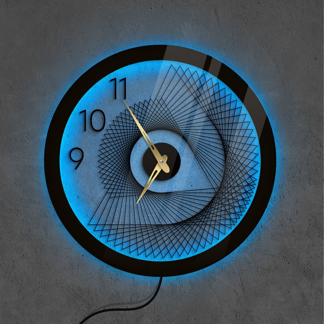 Modern Wall Clock Unique, Neon Wall Clock, Led Wall Clock, Acrylic Wall ...