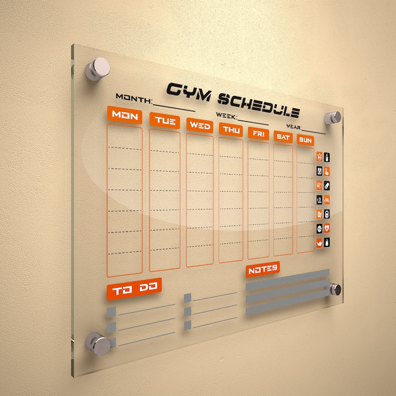 Gym Schedule, Acrylic Fitness Planner, Daily Tracker, Weekly Tracker ...