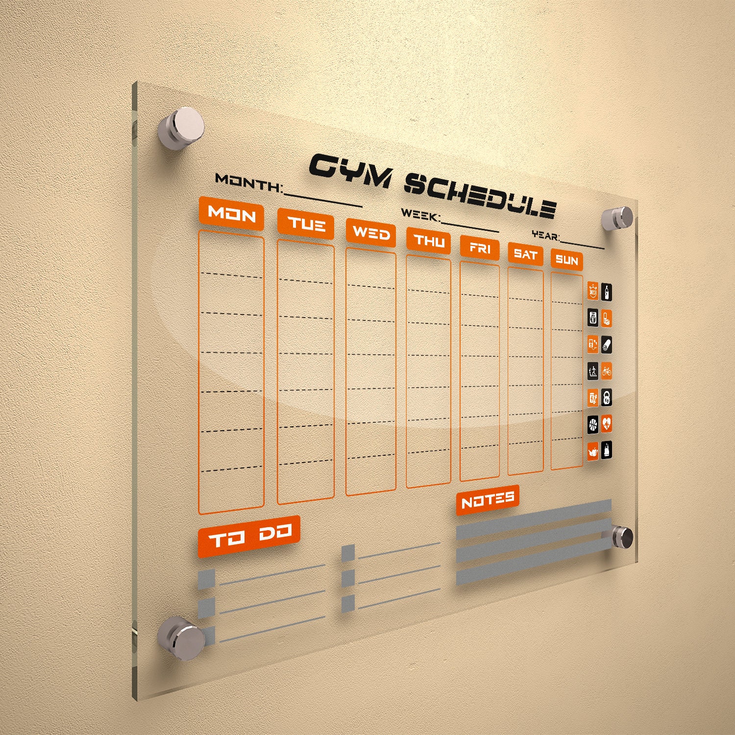 Gym Schedule, Acrylic Fitness Planner, Daily Tracker, Weekly Tracker ...