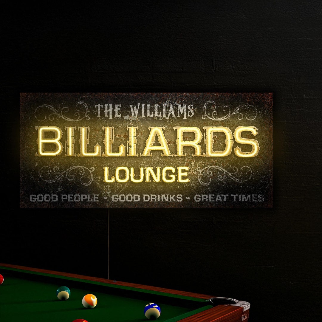 Billiards Neon Sign, Custom Billiards Sign, Billiards Lounge Sign ...