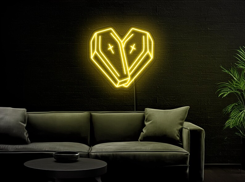 Heart Coffin Neon Sign, Gothic Neon Sign, Coffin Led Sign, Goth Room ...