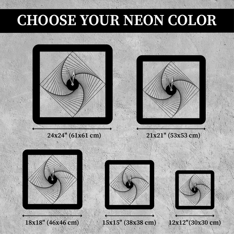 Square Wall Clocks Large, Minimalist Wall Clock, Led Wall Clock, Neon ...