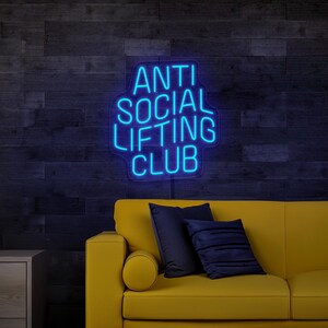 Anti Social Lifting Club Neon Sign, GYM Neon Sign, Weight Lifting Led ...