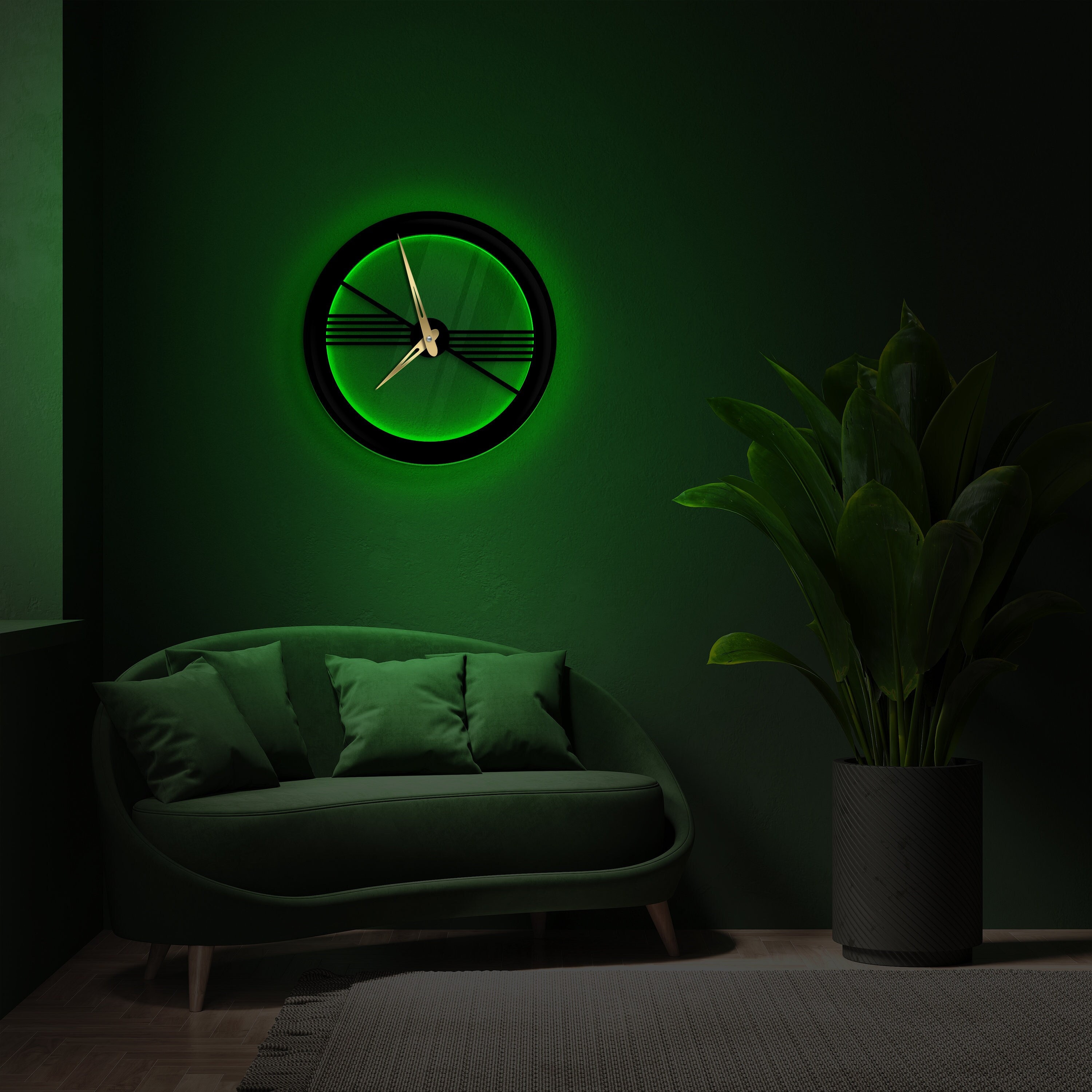 Minimalist Wall Clock, Night Light Clock, Led Wall Clock, Neon Wall ...