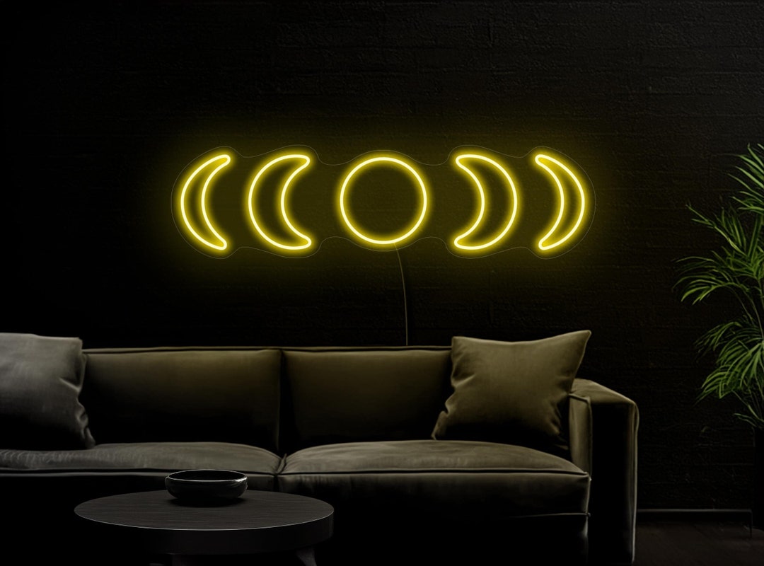 Moon Phases Neon Sign, Moon Led Sign, Lunar Eclipse Neon Sign, Neon ...