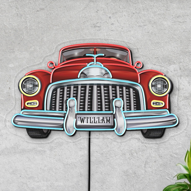 Retro Car Neon Sign, Car Neon Sign, Vintage Car Led Sign, Car Lover ...