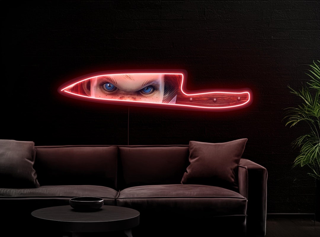 Chucky Knife Neon Sign, Horror Knife Led Sign, Knife Neon Sign, Chucky ...