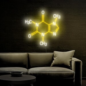 Caffeine Molecule Neon Sign, Coffee Molecule Neon Sign, Coffee Lover ...