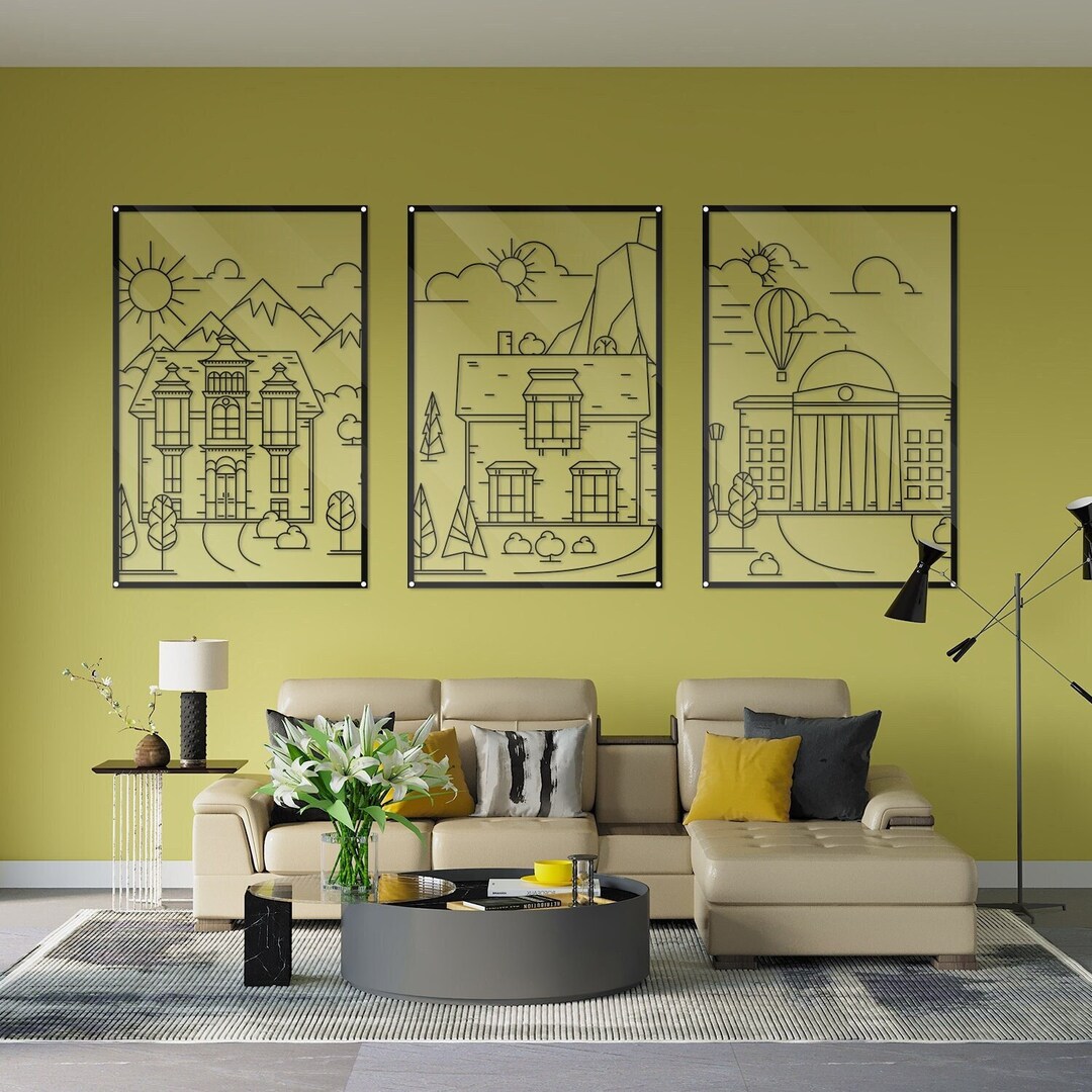 House Wall Art Set, Minimalist House Decor, Modern Line Art Prints ...