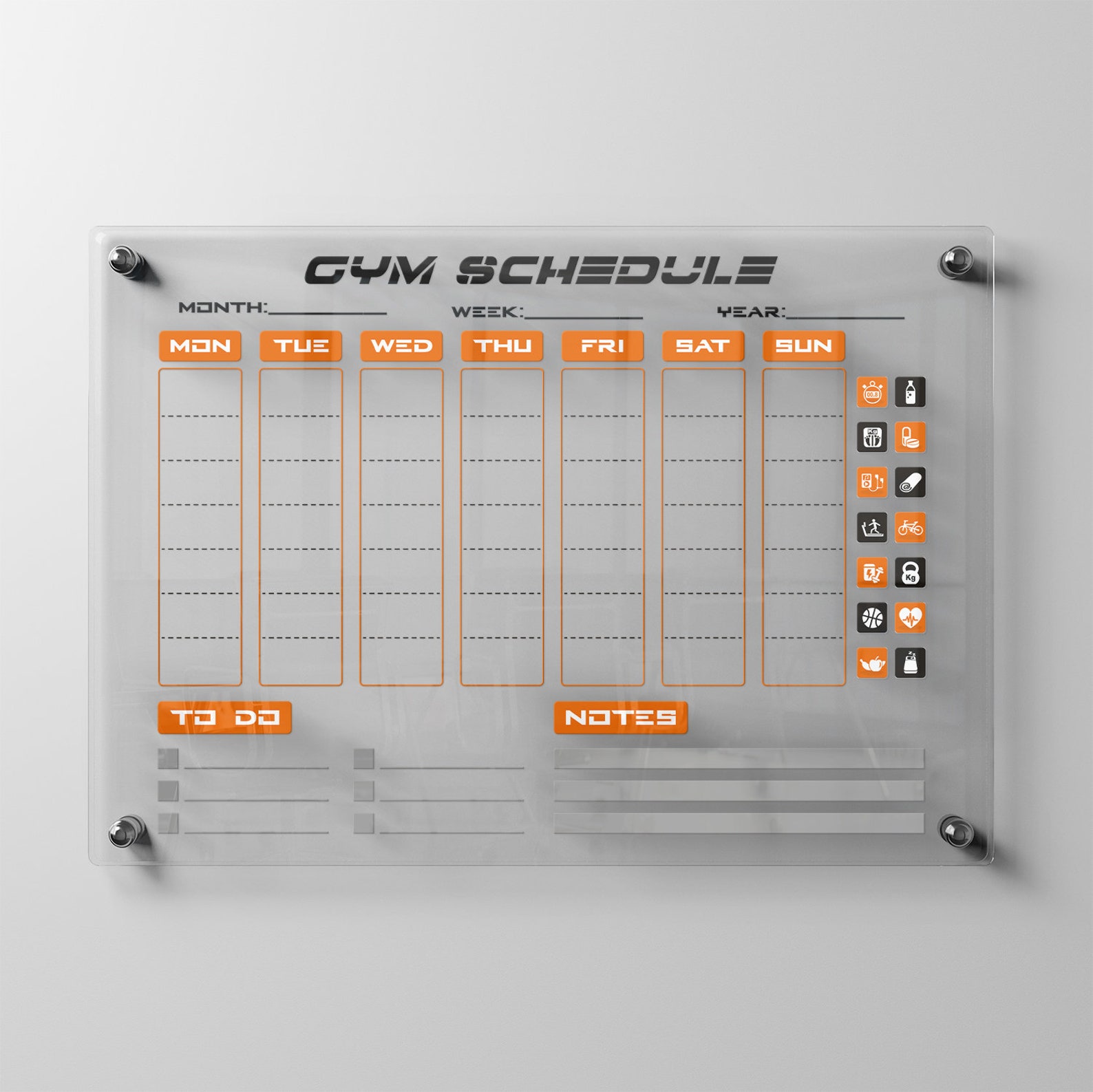 Gym Schedule, Acrylic Fitness Planner, Daily Tracker, Weekly Tracker ...