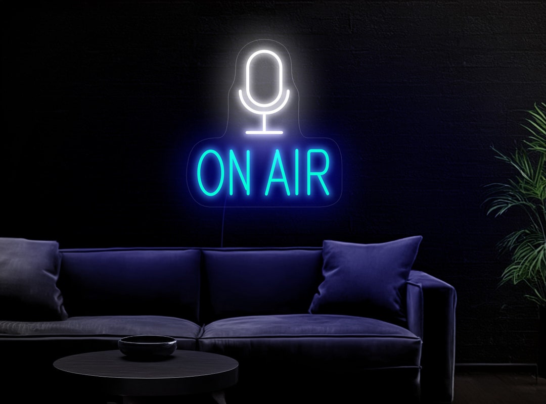 On Air Led Sign, Microphone Neon Sign, on Air Neon Sign, Music Studio ...