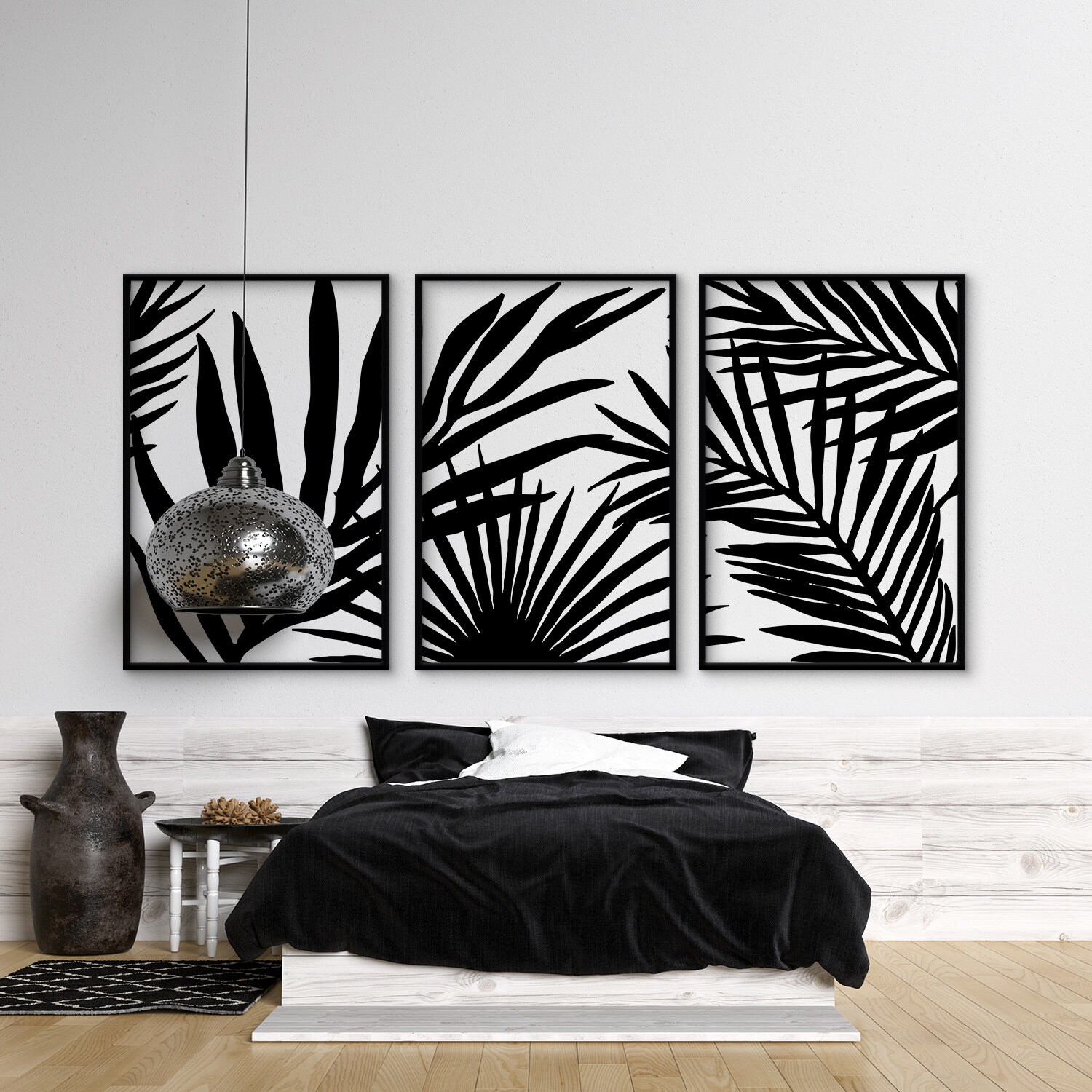 Palm Leaves Wall Art Tropical Palm Leaf Wall Art Set of 3 - Etsy