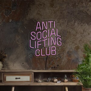 Anti Social Lifting Club Neon Sign, GYM Neon Sign, Weight Lifting Led ...