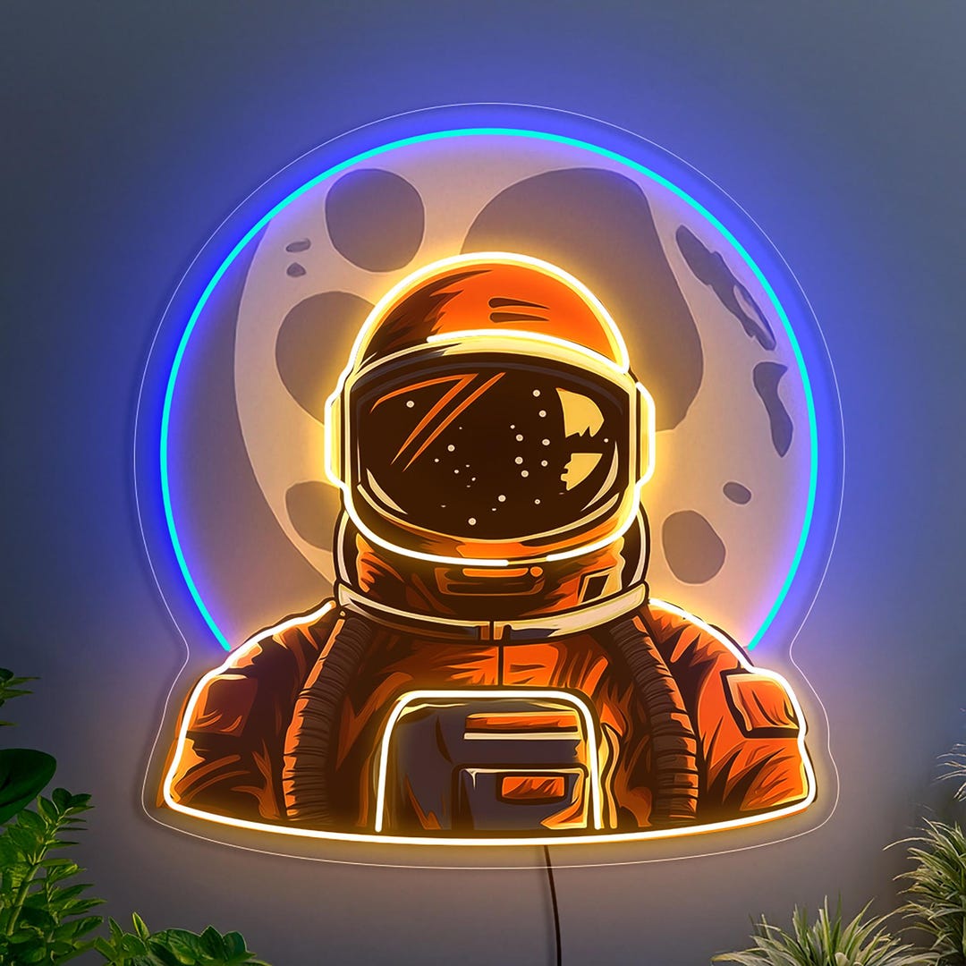 Astronaut Neon Sign, Spaceman Neon Sign, Astronaut Led Sign Print ...