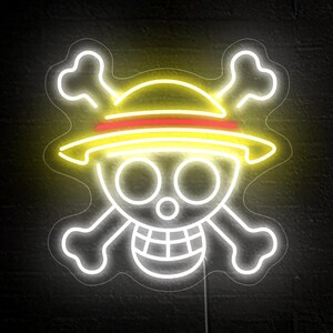 One Piece Neon Sign, One Piece Skull Sign, One Piece Flag Sign, Anime ...