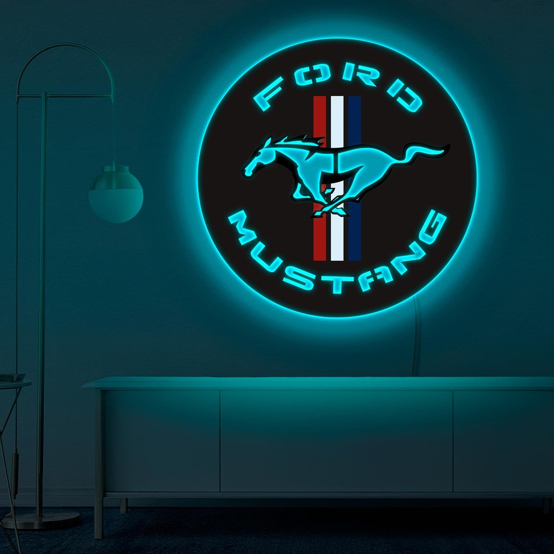 Mustang Led Wall Sign, Muscle Car Wall Decor, Retro Car Neon Light ...