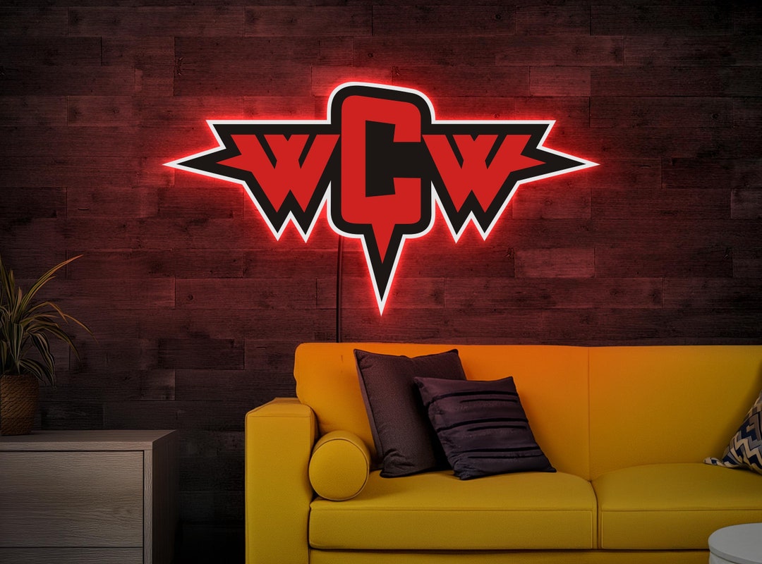 WCW Neon Sign, WCW Logo Sign, World Championship Wrestling Sign ...