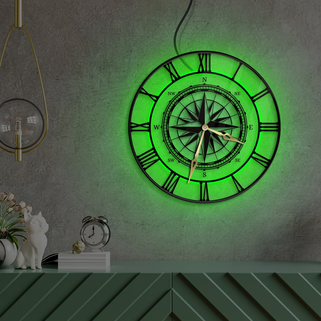 Wall Clock With Led Light Unique Wall Clock With Numbers - Etsy