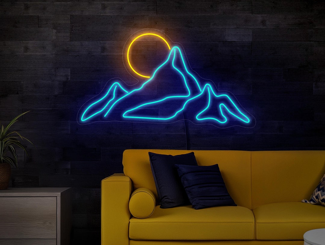 Mountain and Sunset Sign, Mountain Led Sign, Mountain Neon Sign ...