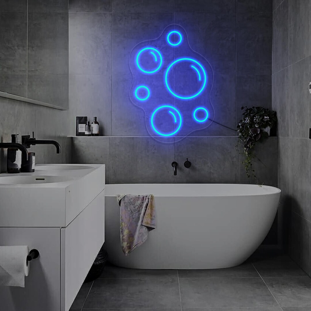 Bubbles Neon Sign, Bubbles Led Sign, Neon Sign Bathroom, Kids Room Neon ...