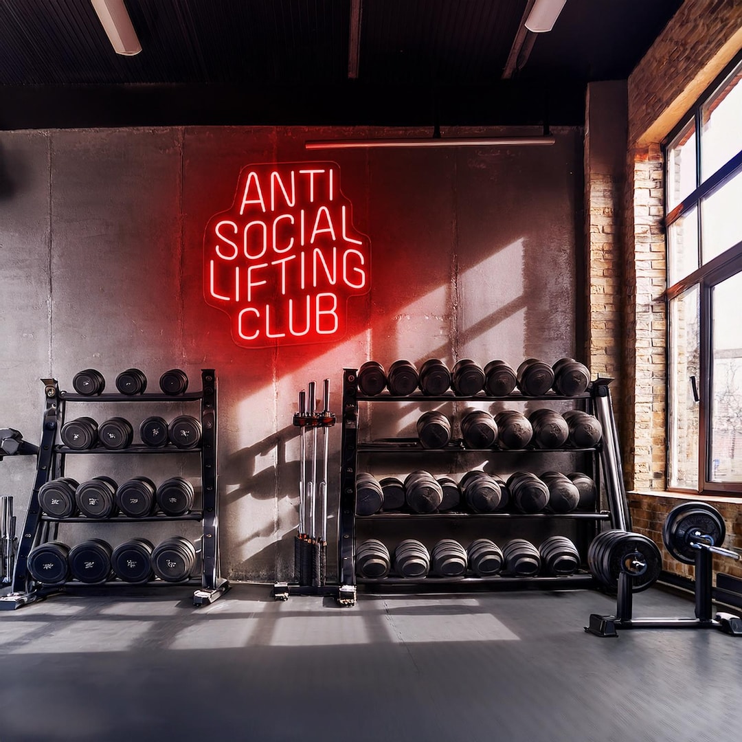 Anti Social Lifting Club Neon Sign, GYM Neon Sign, Weight Lifting Led ...