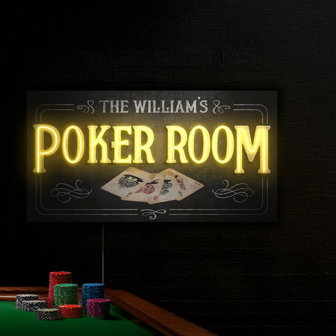 Poker Room Neon Sign, Custom Poker Room Sign, Personalized Poker Room ...