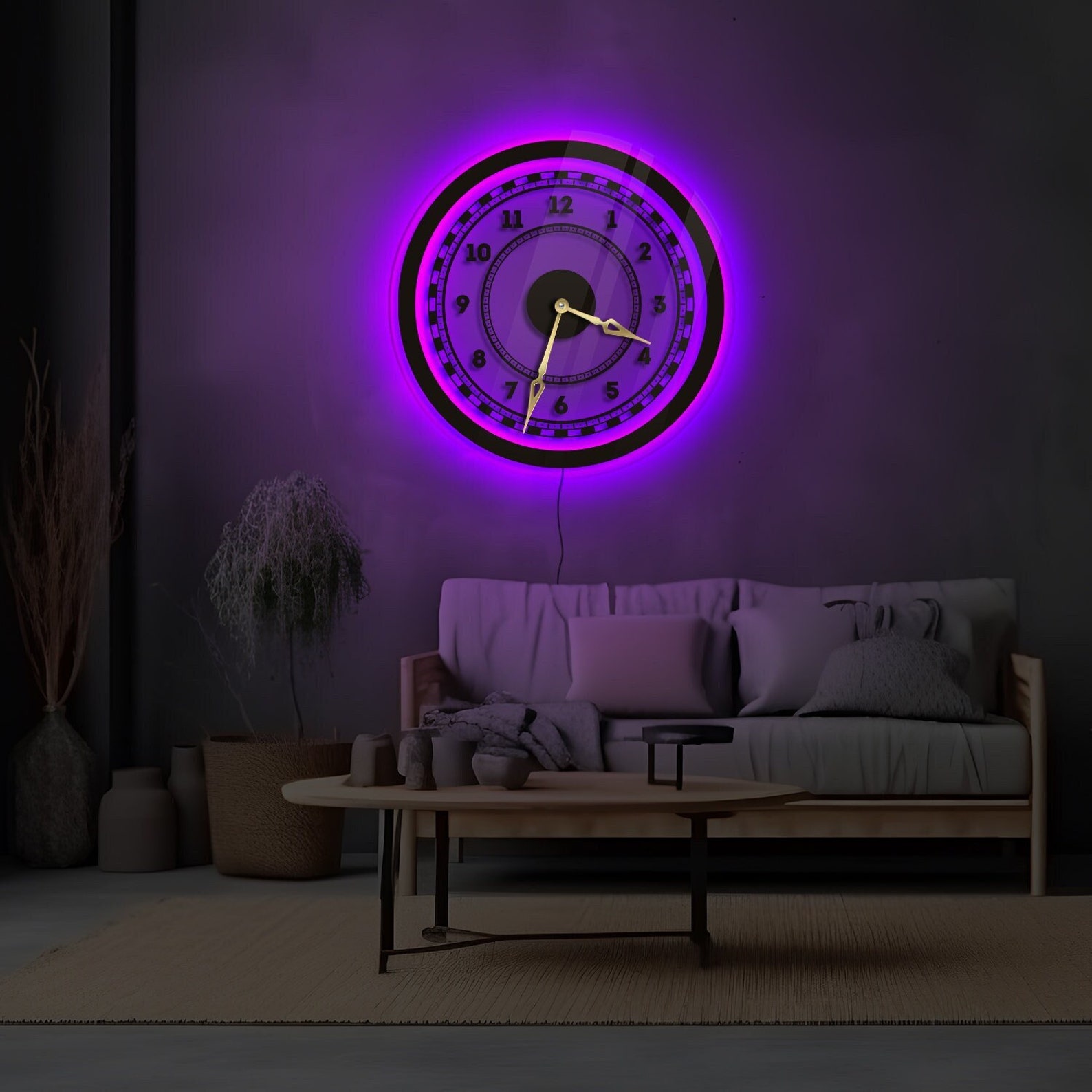 Neon Wall Clock, Wall Clock With Led Light, Wall Clock With Numbers ...