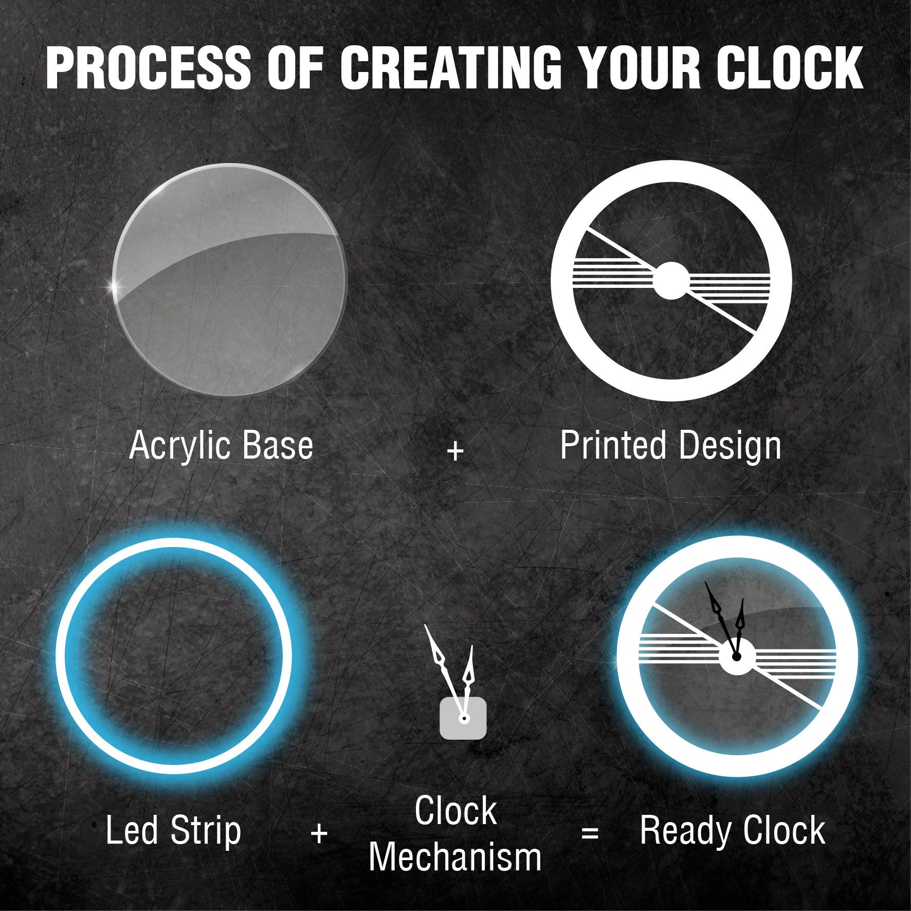 Minimalist Wall Clock, Night Light Clock, Led Wall Clock, Neon Wall ...