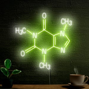 Caffeine Molecule Neon Sign, Coffee Molecule Neon Sign, Coffee Lover ...