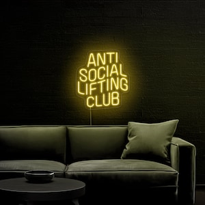 Anti Social Lifting Club Neon Sign, GYM Neon Sign, Weight Lifting Led ...