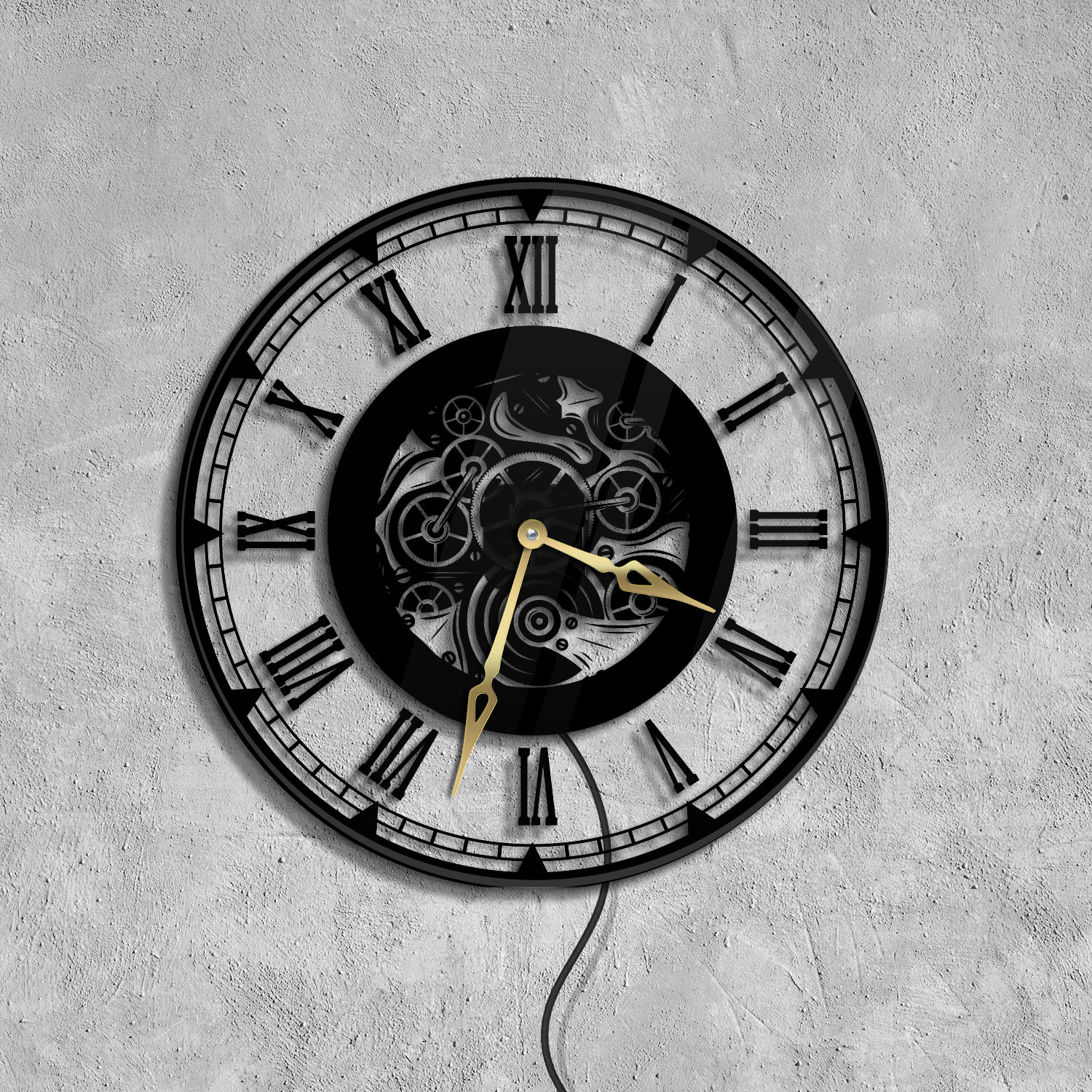 Silent Wall Clock With Numbers, Gear Wall Clock, Neon Wall Clock, Wall ...