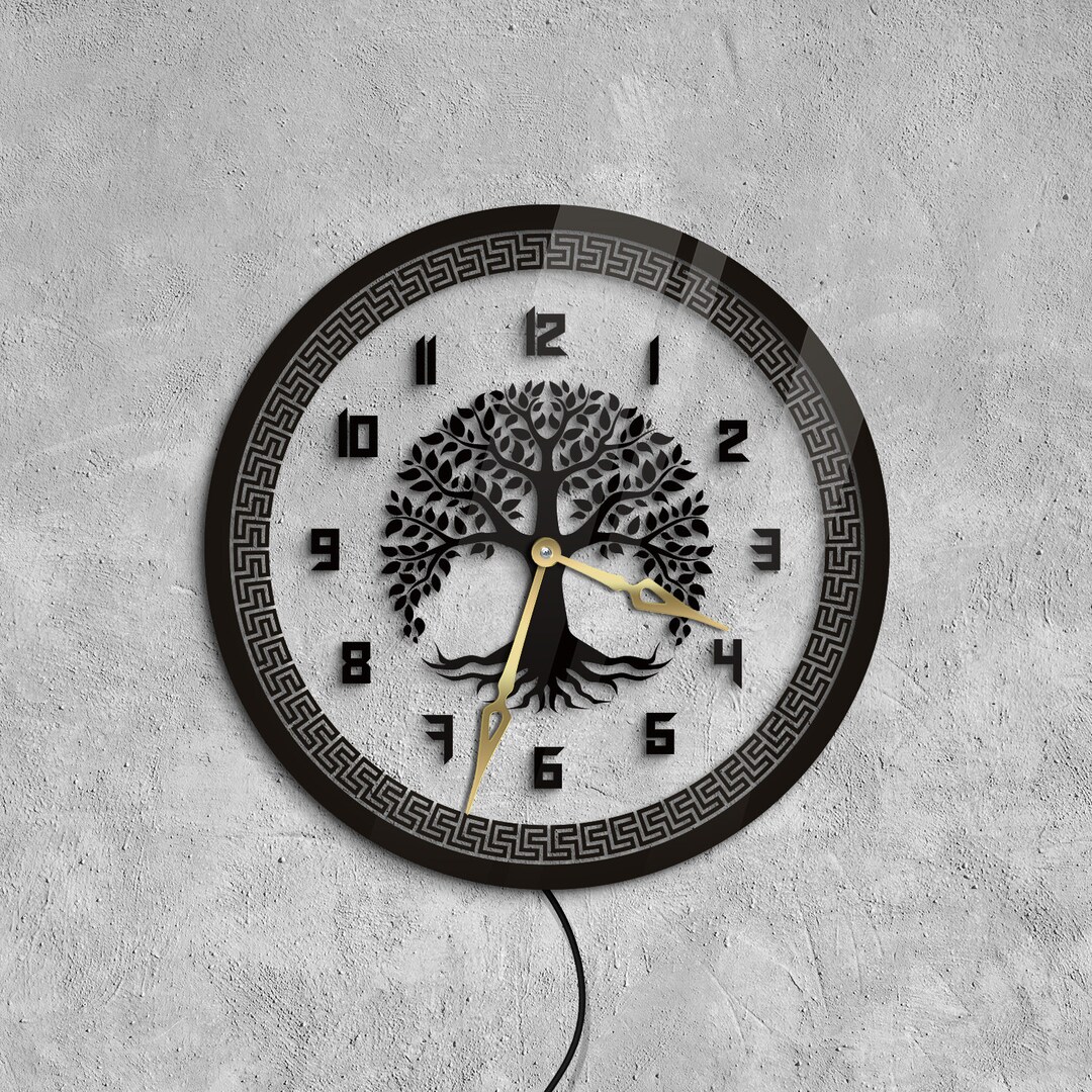 Tree Wall Clock, Neon Tree Wall Clock, Led Wall Clock, Modern Wall ...