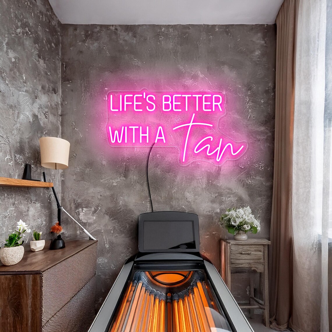 Life is Better With a Tan Neon Sign, Tanning Studio Neon Sign, Beauty ...